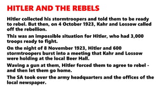 HISTORY YEAR 10: THE MUNICH PUTSCH | PPTX