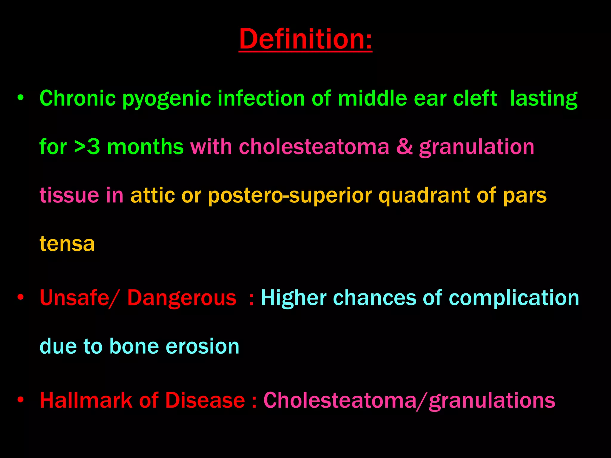 Chronic suppurative otitis media attico-antral disease (CSOM AA) | PPTX