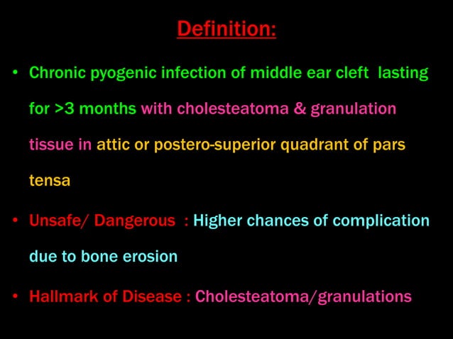 Chronic suppurative otitis media attico-antral disease (CSOM AA) | PPTX ...