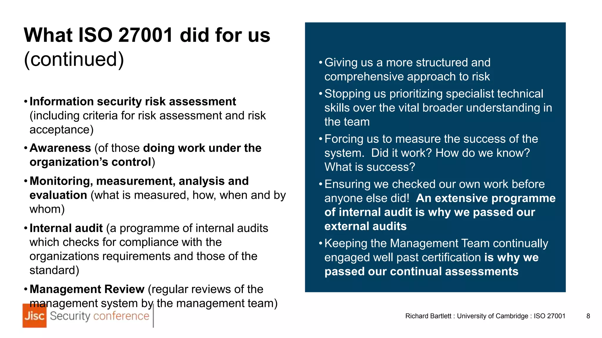 ISO 27001 - three years of lessons learned | PPTX