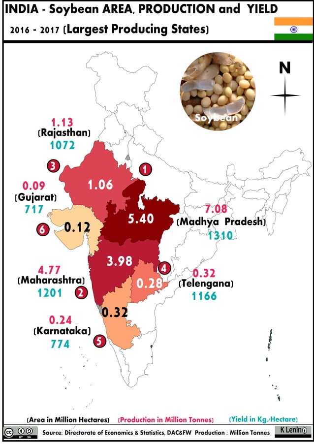 15.2 India Soybean area production and yield whole map 2016- 2017 | PDF
