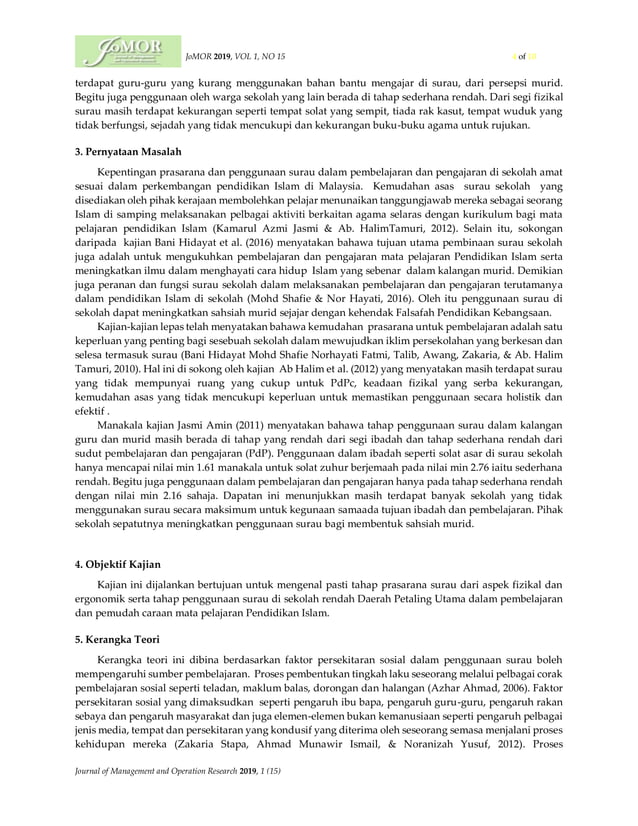 15. tahap penggunaan surau dalam pembelajaran dan | PDF