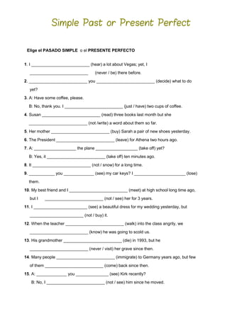Simple past -present perfect | PDF