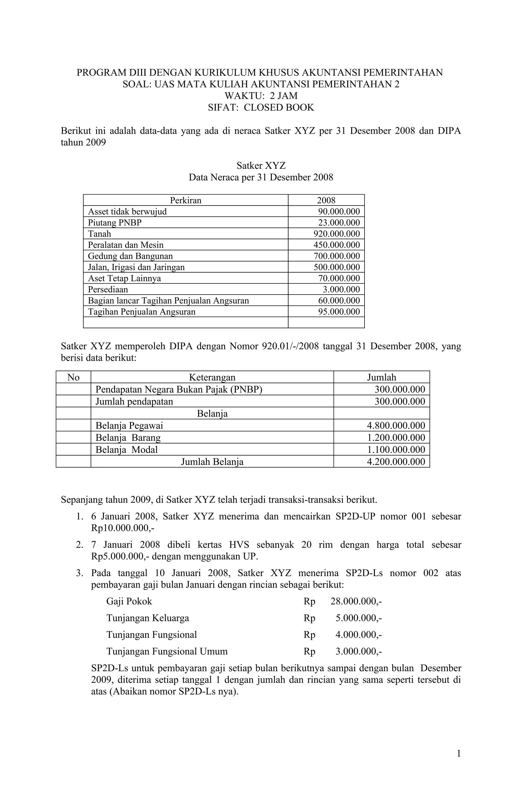 Latihan Soal Akuntansi Pemerintah II | DOC