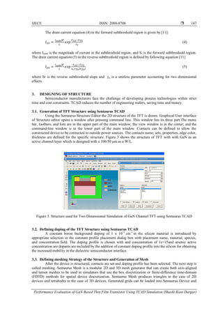 Performance Evaluation of GaN Based Thin Film Transistor using TCAD Simulation | PDF
