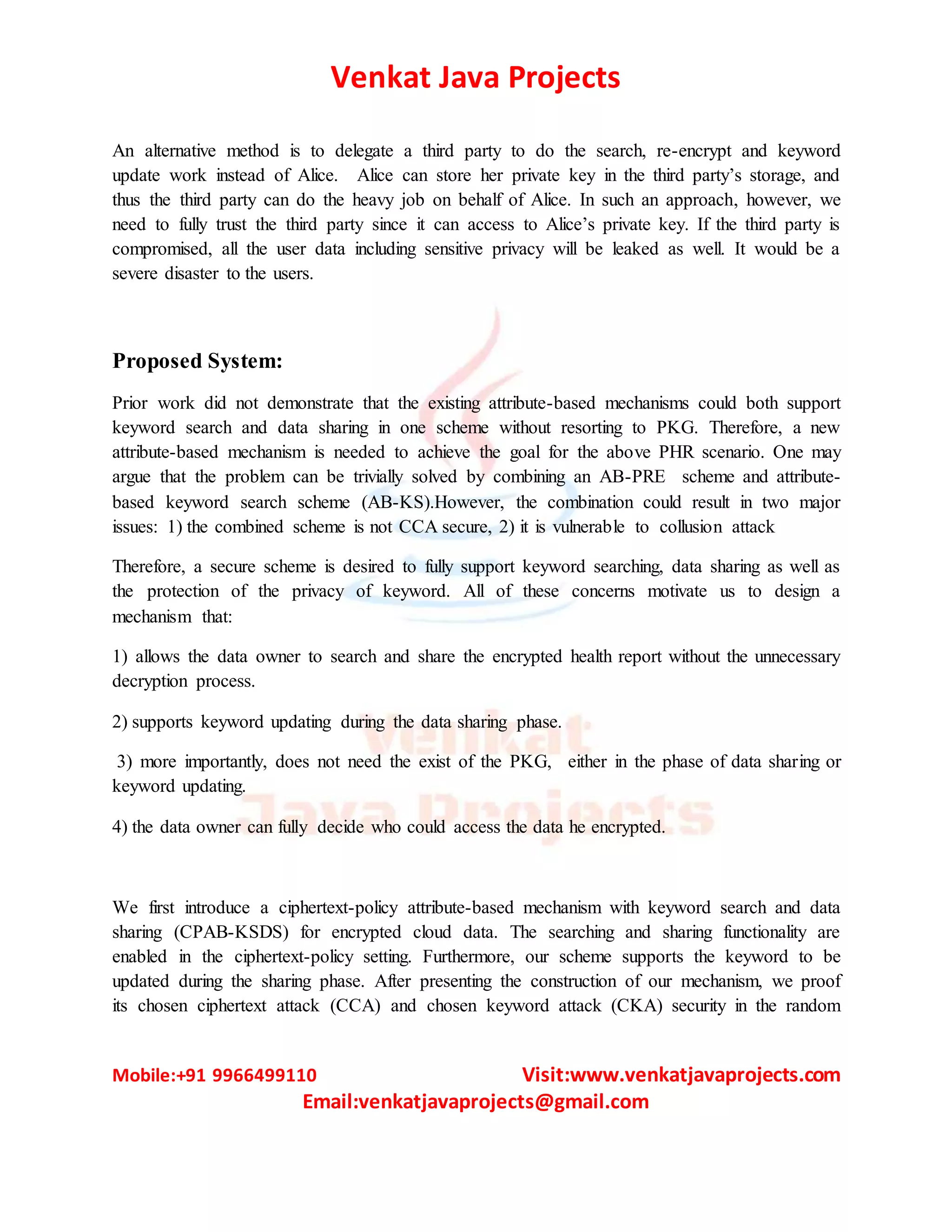 15.secure keyword search and data sharing mechanism for cloud computing | DOCX