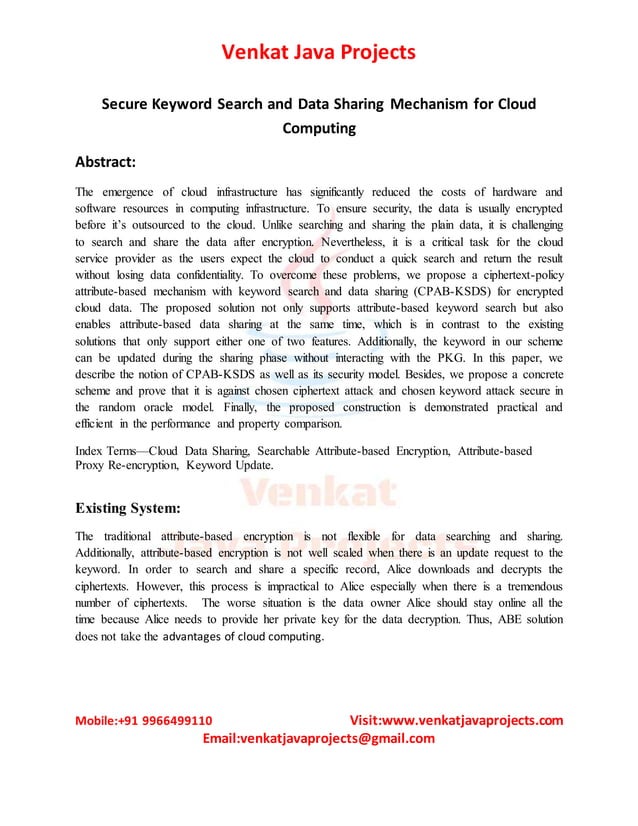 15.secure keyword search and data sharing mechanism for cloud computing | DOCX