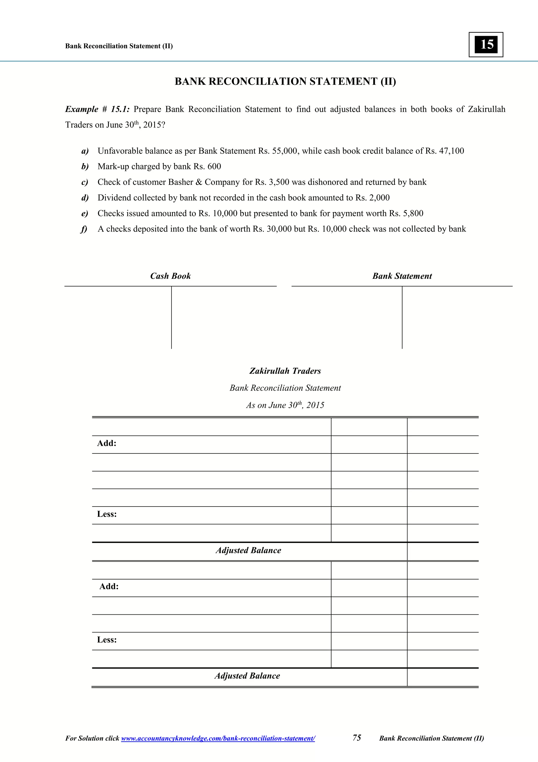 15. bank reconciliation statement ii accounting workbook-zaheer-swati | PDF | Business ...