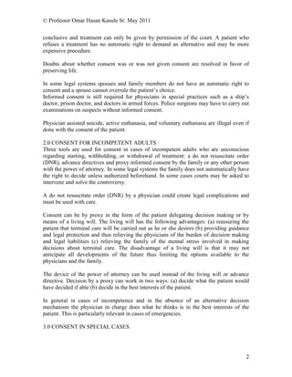 Medical decisions and informed consent by Prof. Omar Kasule | PDF