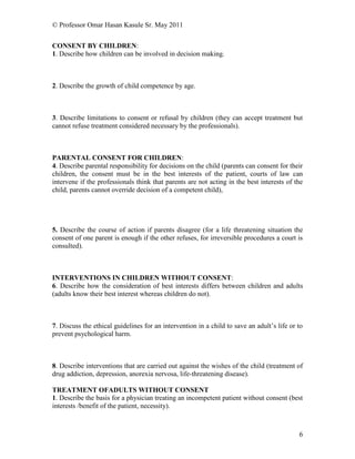 Medical decisions and informed consent by Prof. Omar Kasule | PDF