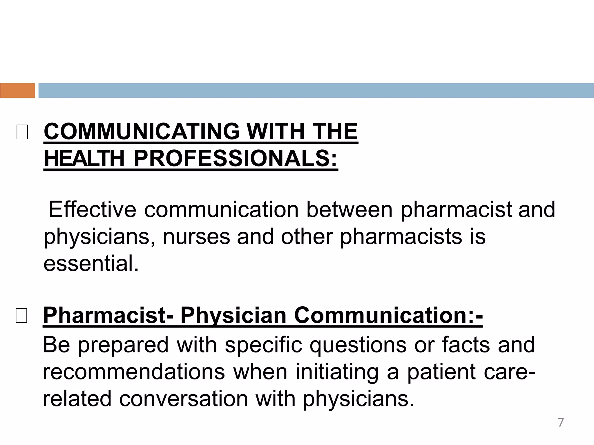 Prescribed medication order and communication skills | PPTX