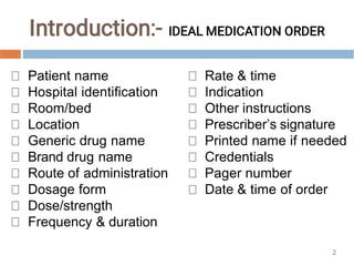 Prescribed medication order and communication skills | PPTX