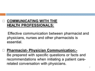 Prescribed medication order and communication skills | PPTX