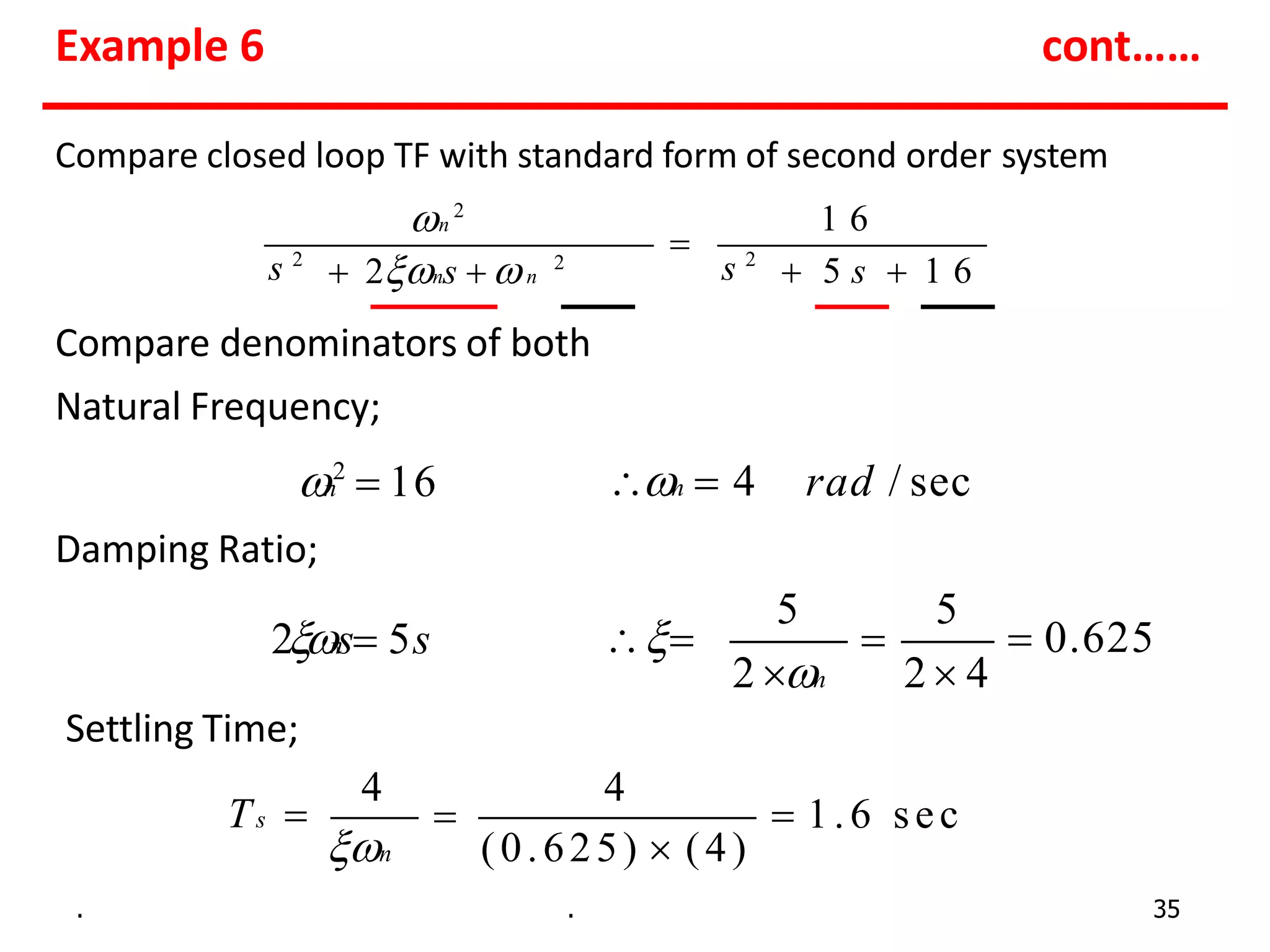 Time Domain Analysis Rise Time Delay Time Damping Ratio Overshoot Settling Time