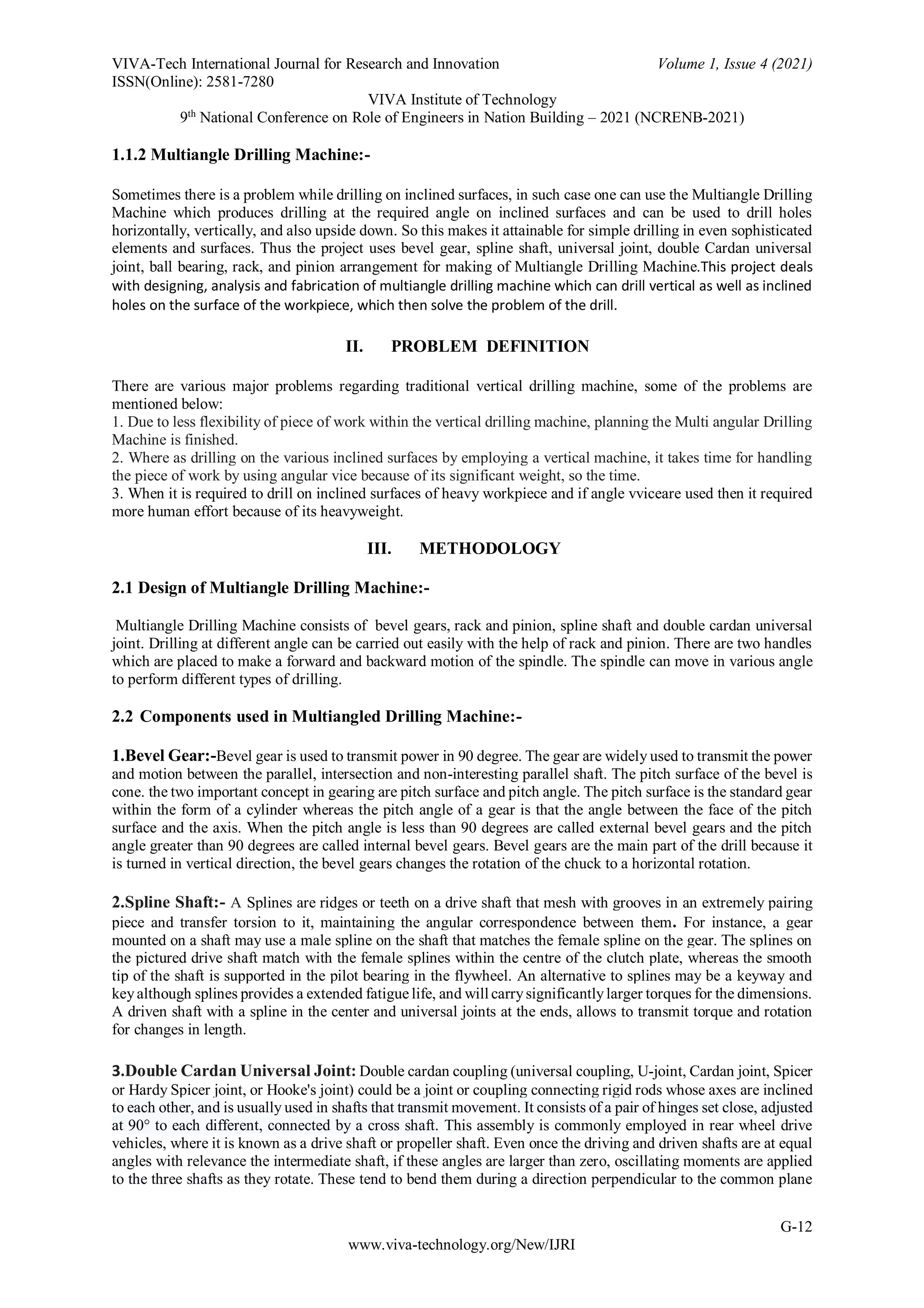 DESIGN AND FABRICATION OF MULTIANGLE DRILLING MACHINE | PDF