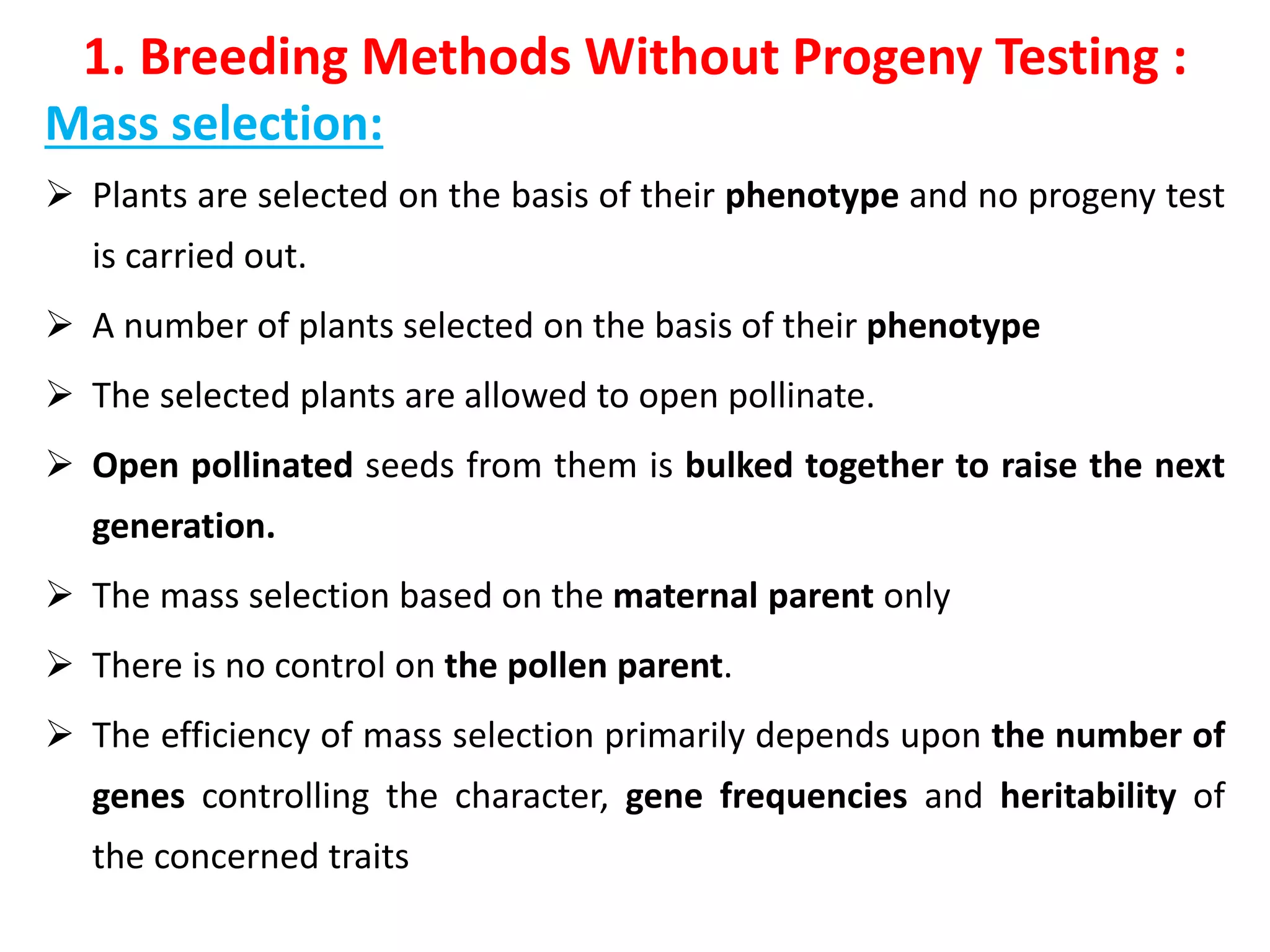 15. mass selection in cross pollinated crops | PPTX