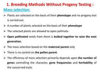 15. mass selection in cross pollinated crops | PPTX