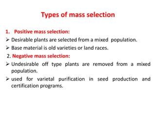 15. mass selection in cross pollinated crops | PPTX