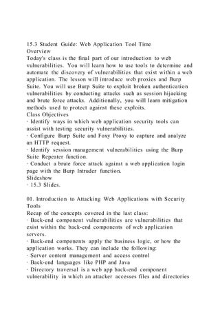 15.3 Student Guide Web Application Tool TimeOverviewTodays c | PDF