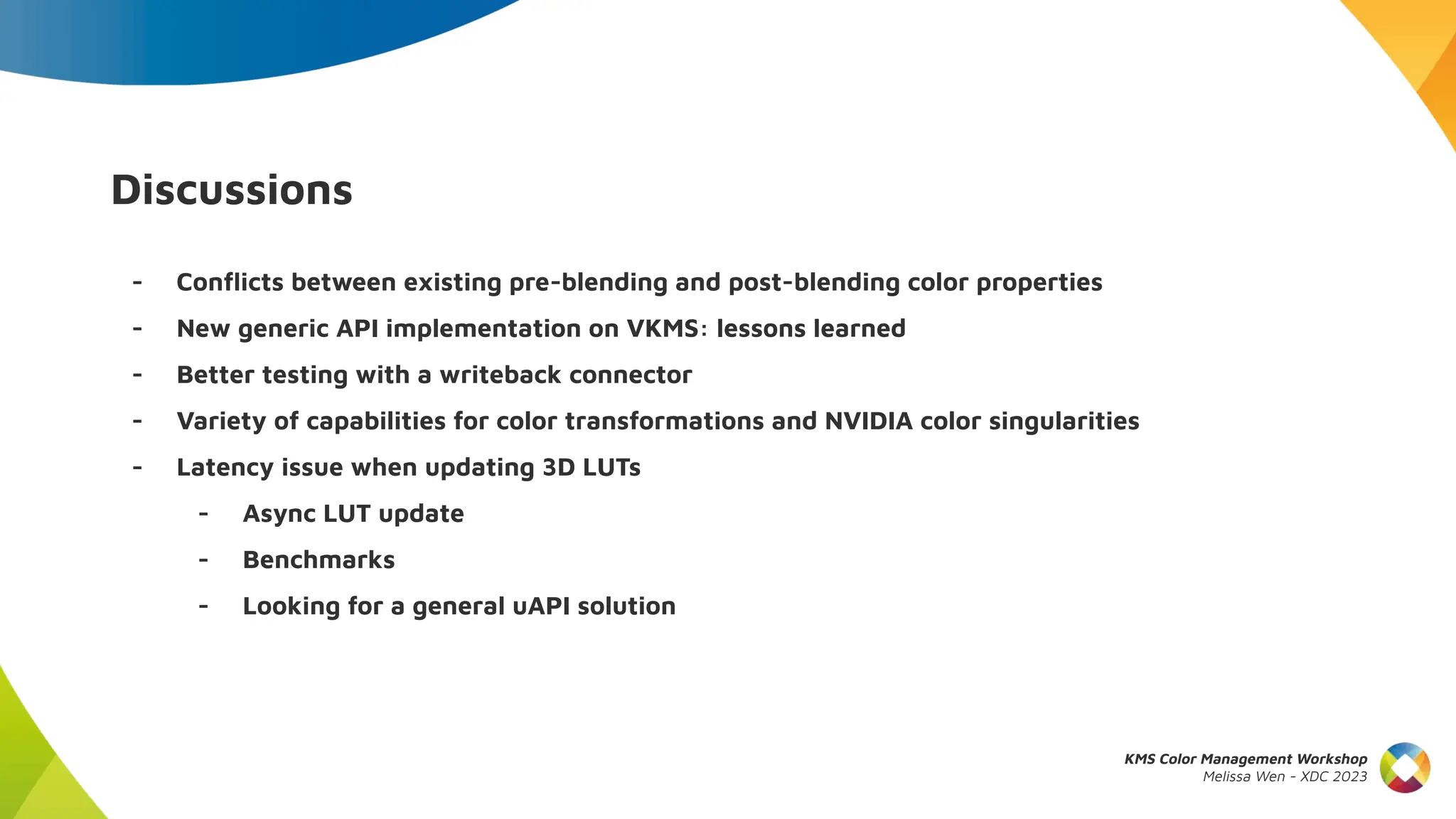 KMS Color Management Workshop Report (Melissa Wen) | PPT
