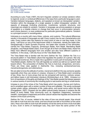 LANGUAGE VARIATIONS BASED ON SOCIAL STRUCTURE: A CASE STUDY IN TOBA ...