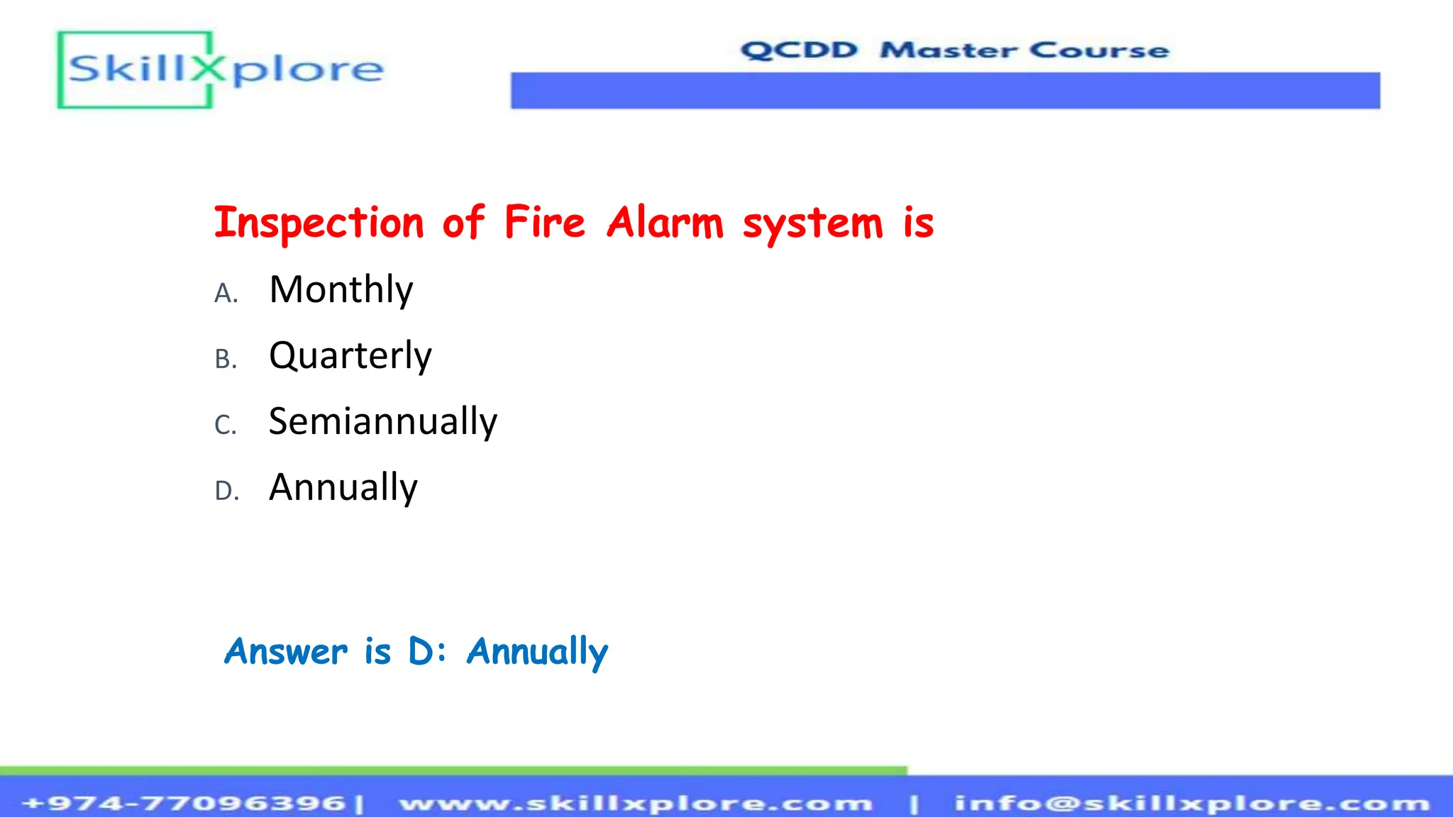 sample question for QCDD exam fire alarm | PPTX