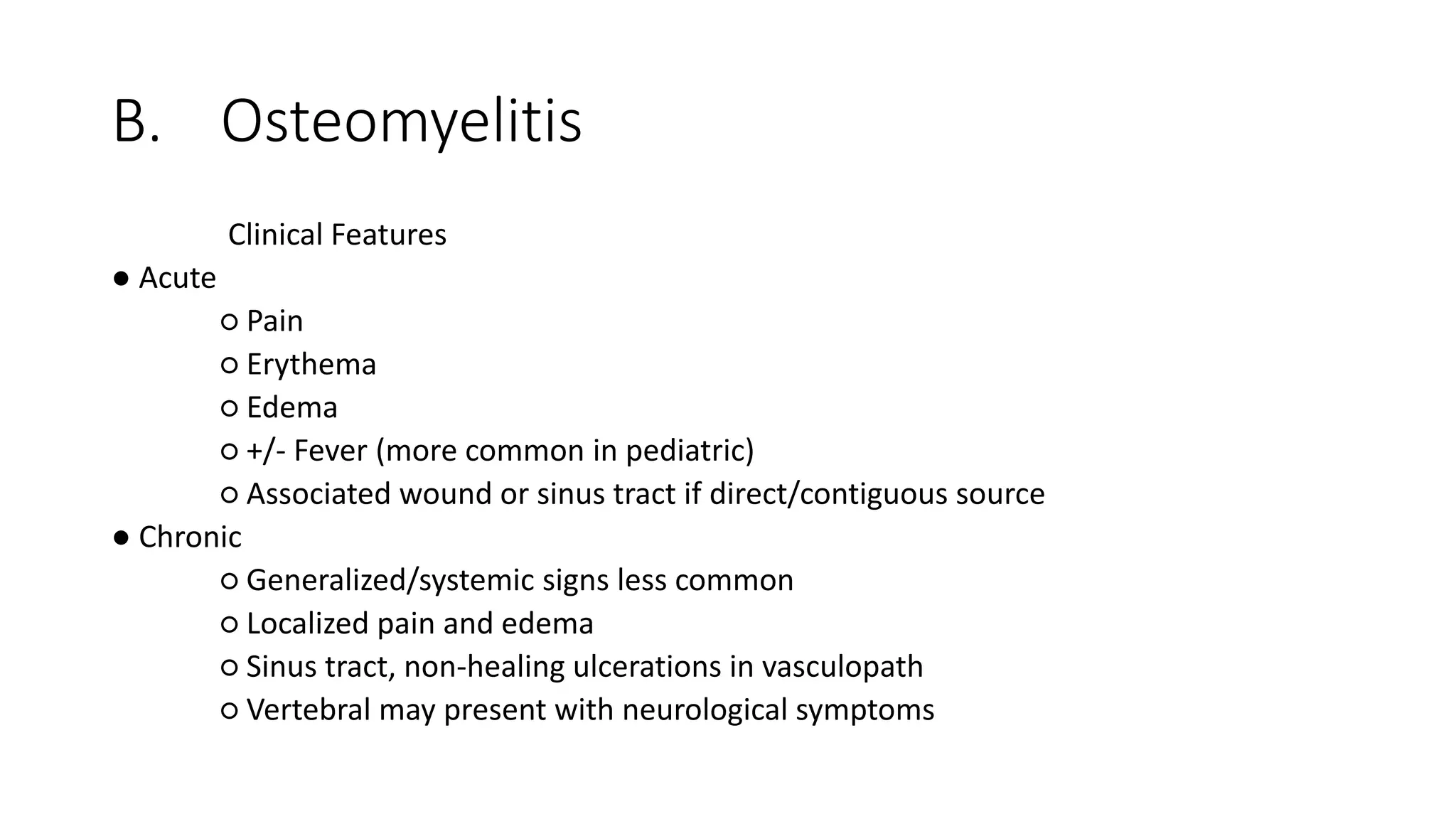 15.Bone and Joint Infections. Types, clinical presentation and ...