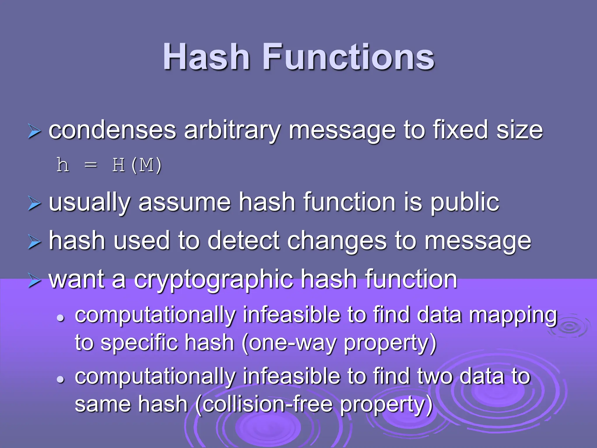 Hash Functions Uses Requirements Secure Hash Algorithm Ppt