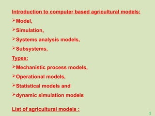 15. INTRO. COMP. BASED AGRI MODELS.pptx... | PPTX