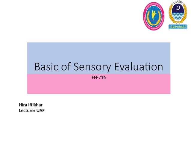 Basic of Sensory Evaluation presentation | PPT