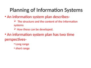 Planning of Information Systems, its data type. | PPT