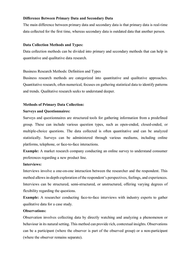 WHAT IS PRIMARY DATA AND PRIMARY DATA COLLECTION | PDF