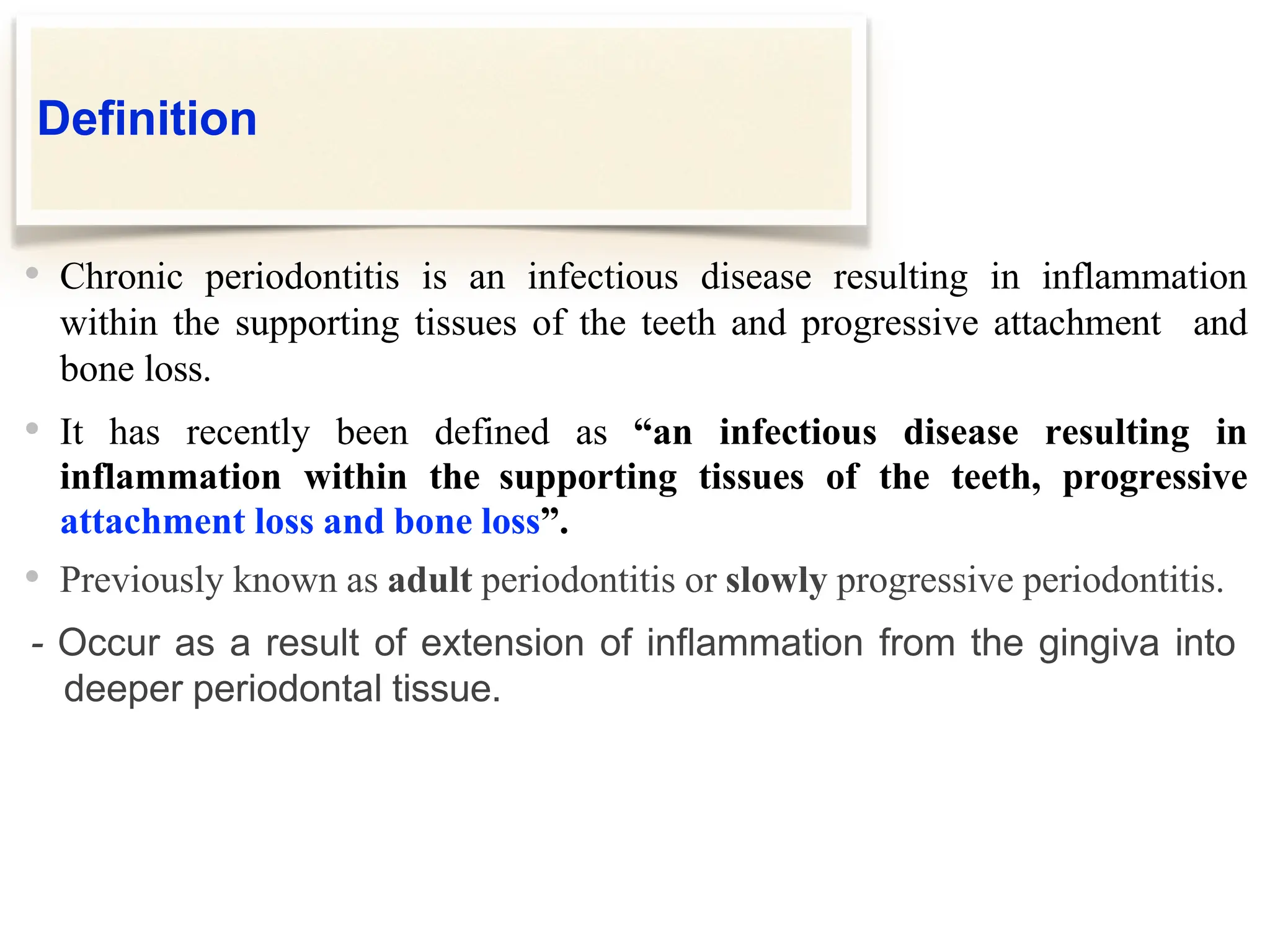Chronic periodontitis is a persistent gum infection that leads to ...