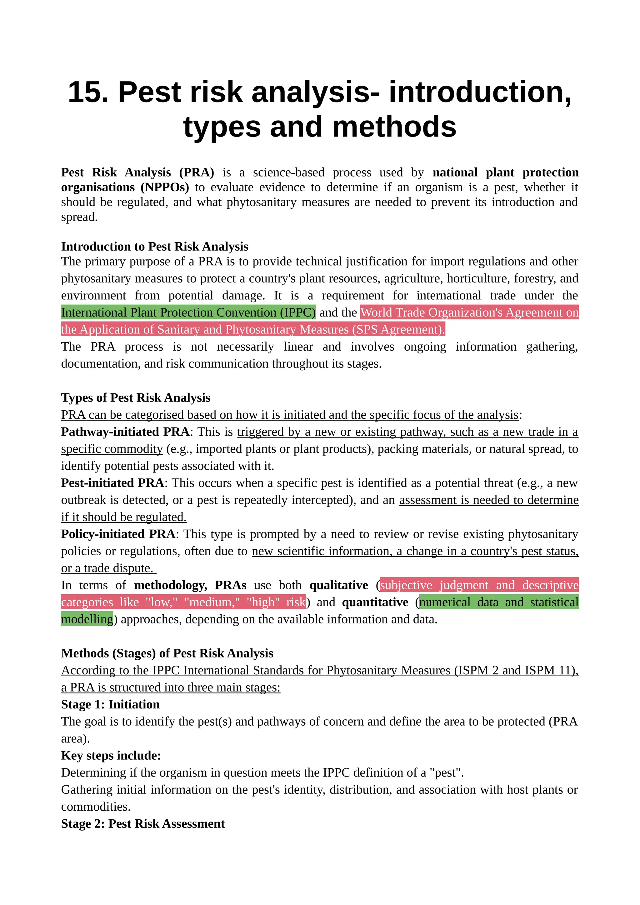 Pest risk analysis- introduction, types and methods | PDF