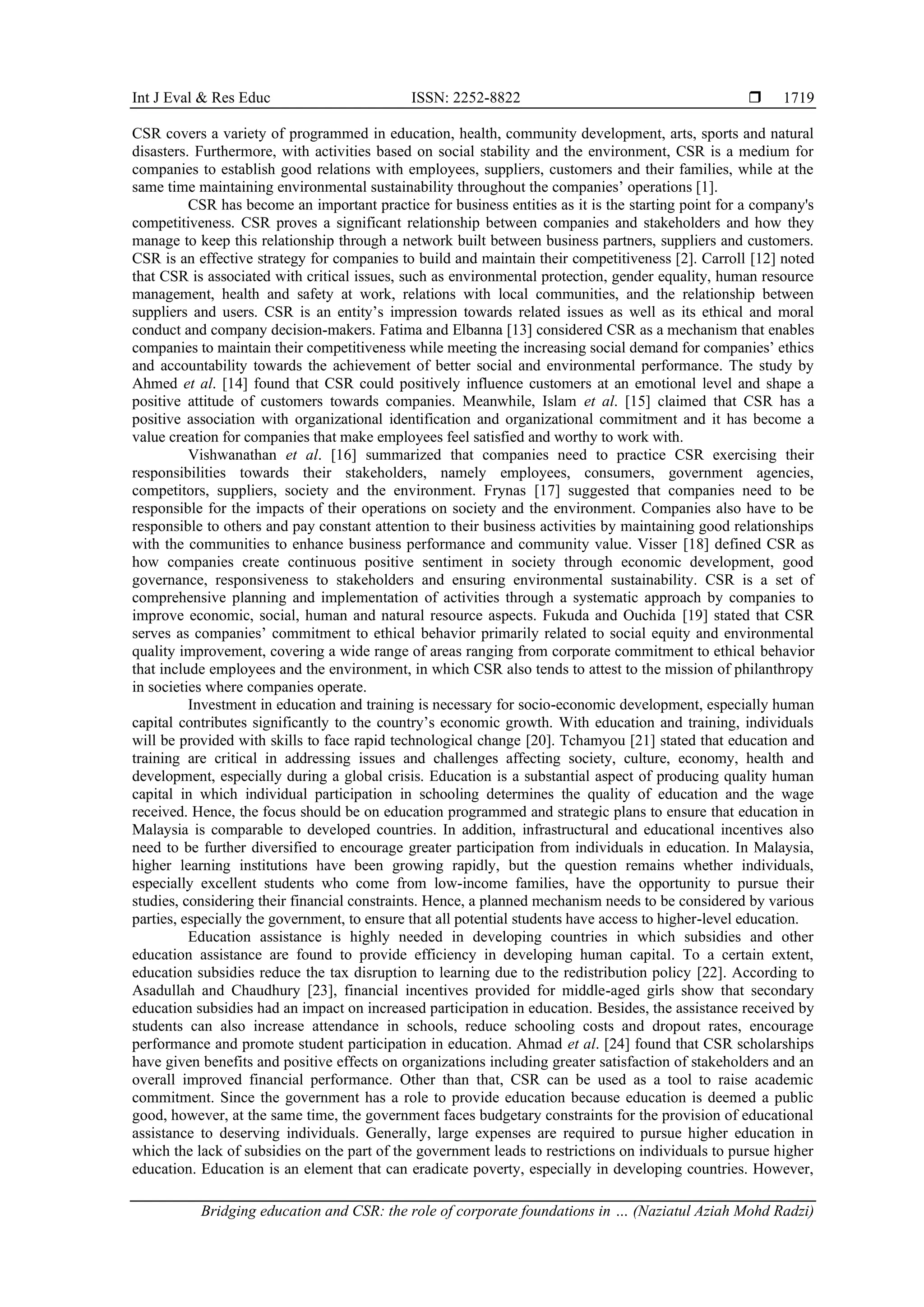 Bridging education and CSR: the role of corporate foundations in ...