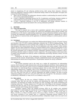 The self-efficacy of education students in understanding materials and mathematical problem ...