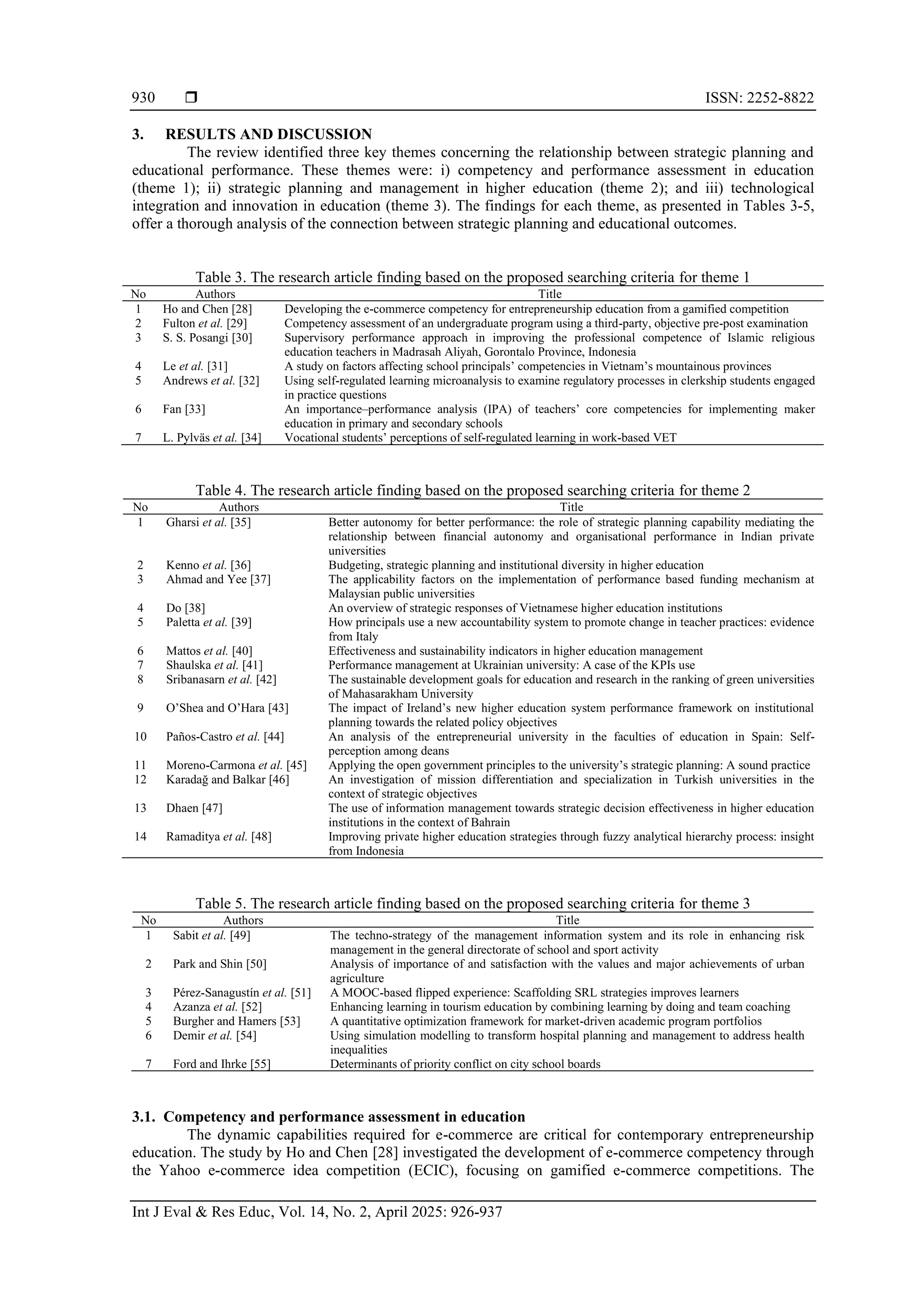 Exploring the relationship between strategic planning and educational ...