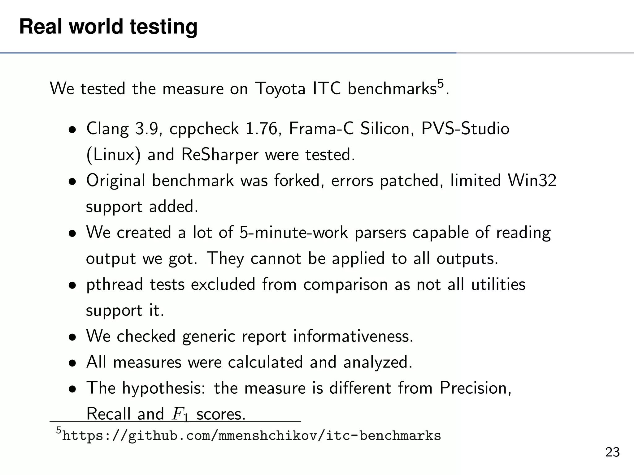 TMPA-2017: 5W+1H Static Analysis Report Quality Measure | PPT