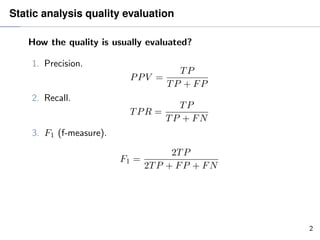 TMPA-2017: 5W+1H Static Analysis Report Quality Measure | PPT