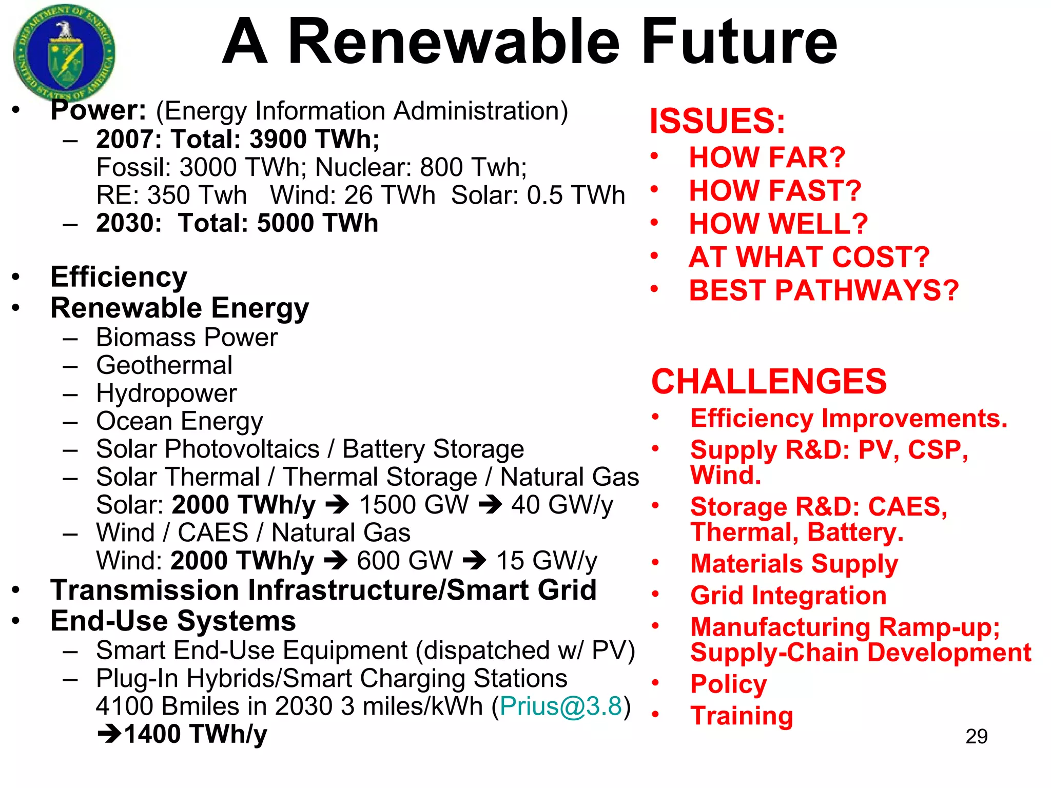 Sam Baldwin | CSP, PV and a Renewable Future | PPT