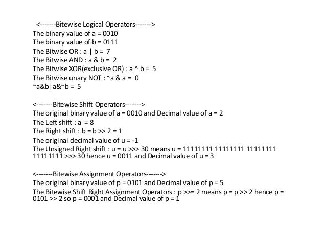 15 bitwise operators