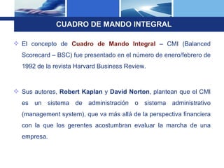 Control de Gestión y Cuadro de Mando Integral | PPT