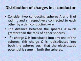 Distribution of charges in a conductor and action | PPTX