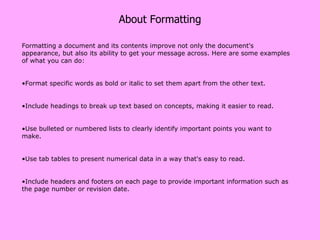 Formatting Text | PPT