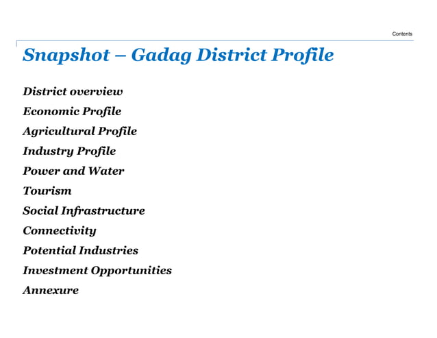 Gadag District profile | PPTX | Agriculture | Industries