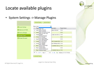 Joget Workflow v4 Training - Module 15 - Introduction to Plugin Architecture | PPTX