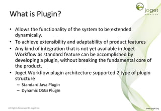 Joget Workflow v6 Training Slides - 15 - Introduction to Plugin Architecture | PPT