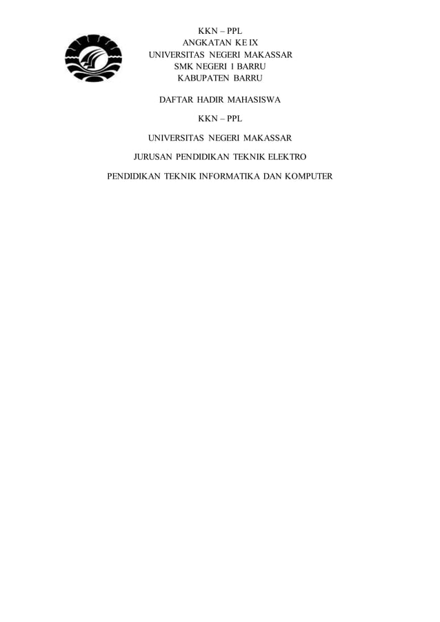 15 lampiran daftar hadir mahasiswa kkn | DOCX