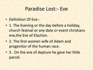 Paradise lost:Character of Eve | PPT