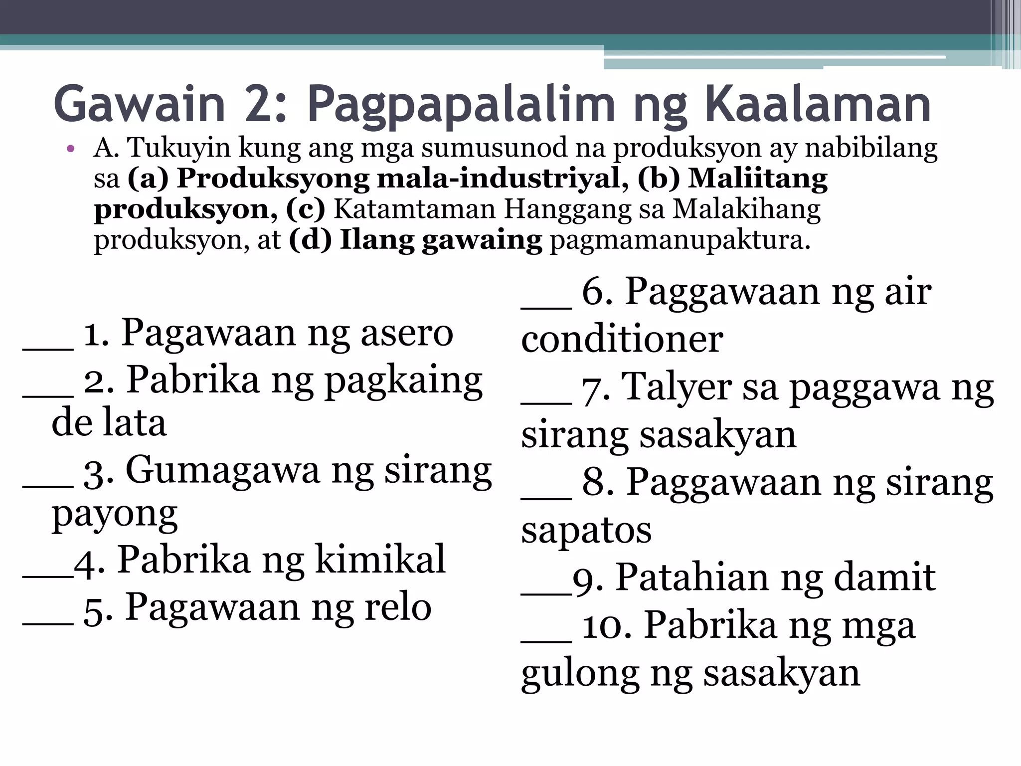 15. mga suliranin at programa sa industriya at pangangalakal | PPTX